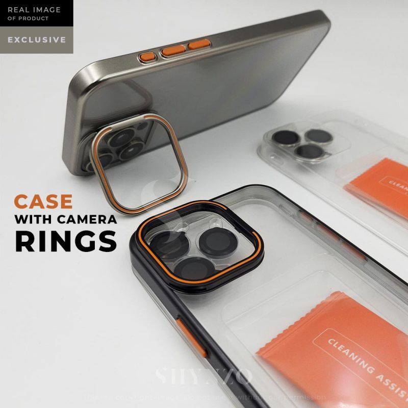 Metal Stand Clear Case with Camera Rings – Shynzo